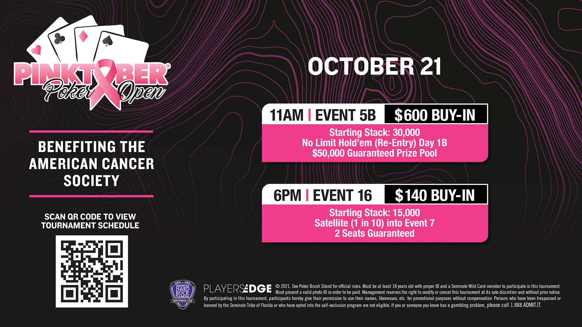 2021 Pinktober Day 8 Schedule | Seminole Hard Rock Tampa Poker
